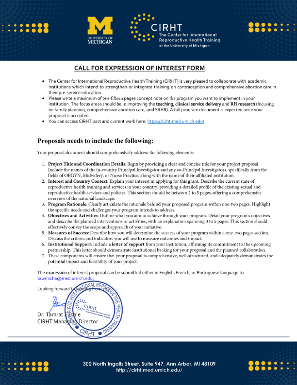CTA | Center for International Reproductive Health Training